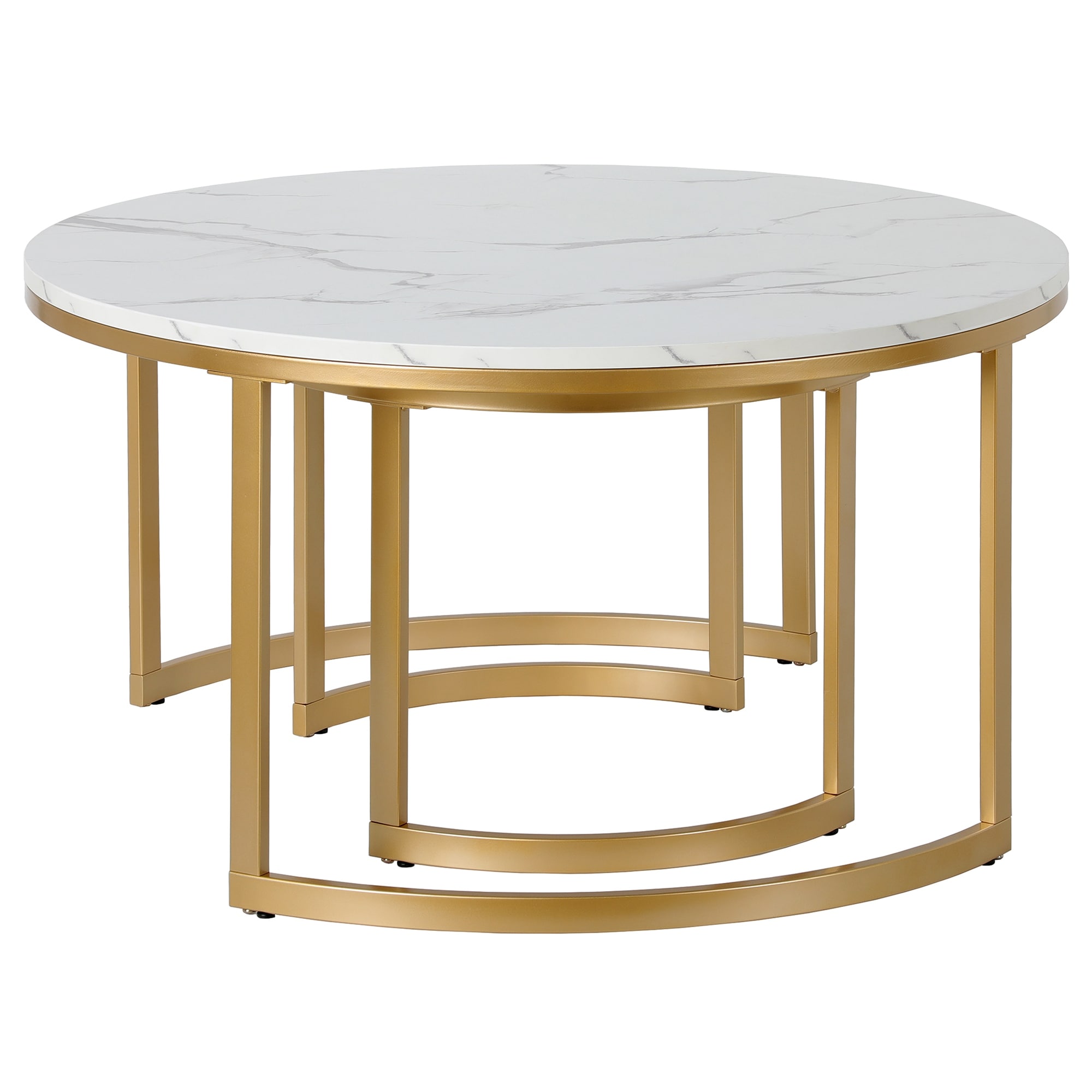 Mitera Round Nested Coffee Table with Faux Marble Top Bed Bath Beyond 37356602