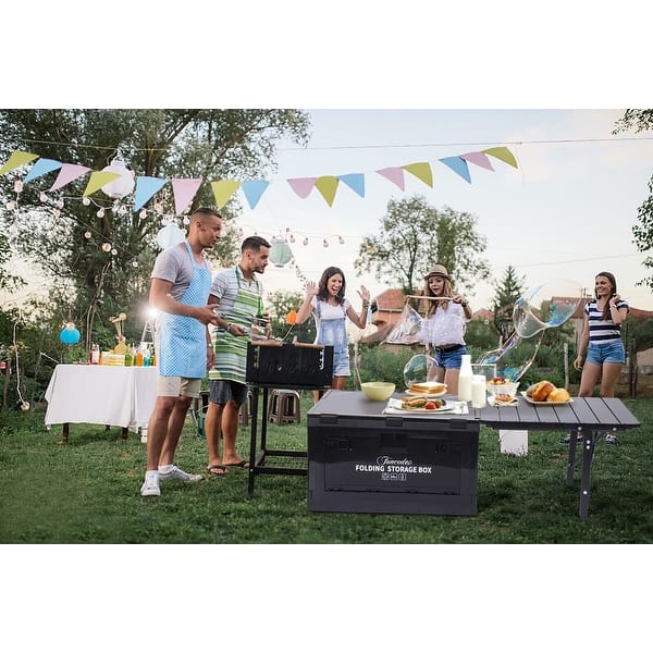 Folding Table, Storage Bin with Table, Collapsible Storage Box with ...