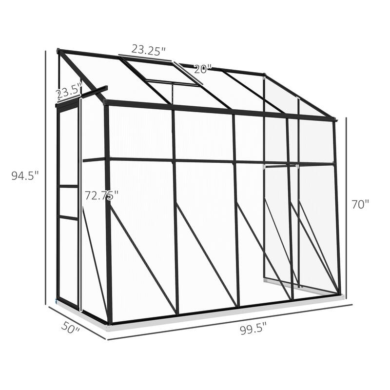 Outsunny 8' x 4' Lean-to Polycarbonate Greenhouse, Walk-in Hobby Green ...