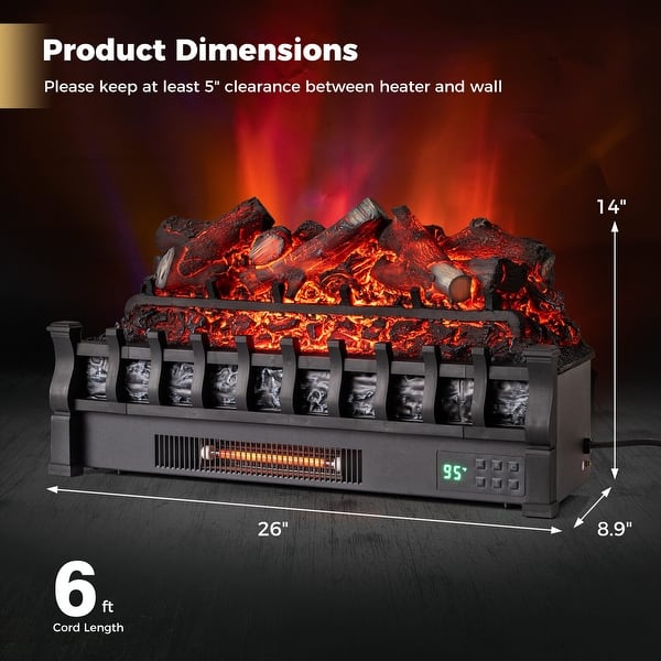 26"1500W Smart WiFi Electric Fireplace w/APP & Remote Control - Bed ...