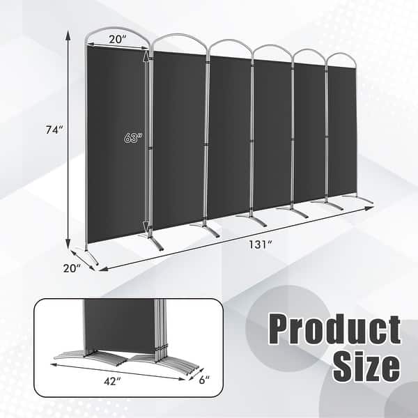 6 Panels Folding Privacy Screen 6 Ft Tall Fabric Privacy Screen - Bed ...