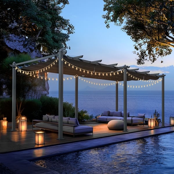 Outdoor Metal Patio Pergola with Aluminum Covering Tape and Upgraded ...