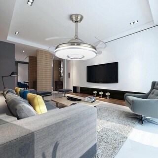 Crystal LED Chandelier Invisible Ceiling Light Lamp w/ Remote Control ...