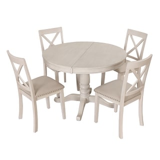 5 Piece Kitchen Dining Table Set Wood Extendable table and 4 chair ...