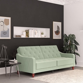Vintage Tufted Split Back Futon, Light Green Velvet - Bed Bath & Beyond ...