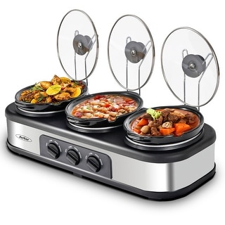4.5 QT Electric Small Slow Cookers Portable Crock Pot 1.5 Quart Triple ...