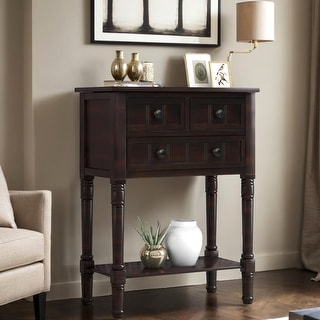 Rustic Wood Narrow Console Table with Drawers and Shelf - Bed Bath ...