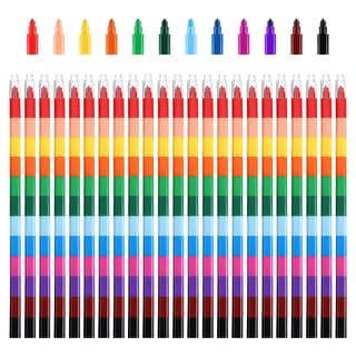 Stacking Crayons, 24 Pack 12 Colors Stackable Buildable Square Drawing ...
