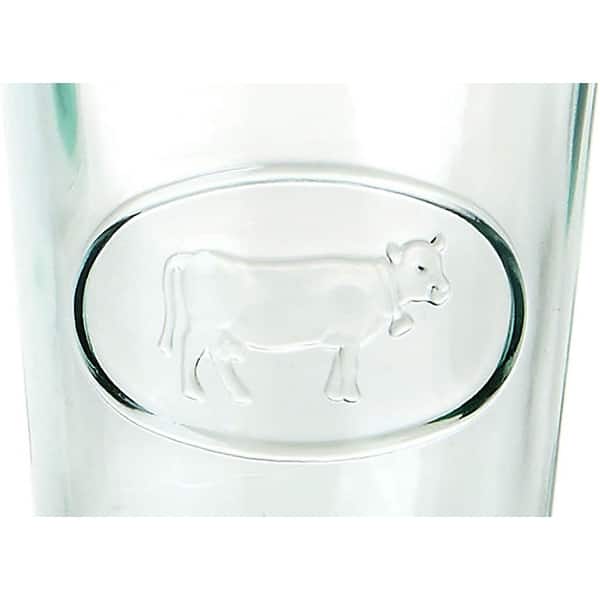 Amici Milk Glasses, Recycled Green Glass Cow Design, 11 oz - Set of 6 ...