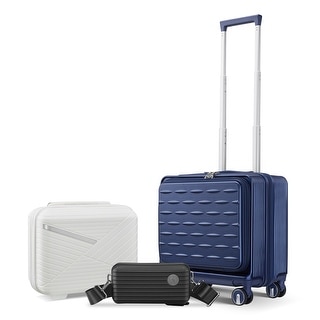 Navy Blue Carry On Luggage wFront Open Door&Laptop Interlayer Hardside ...