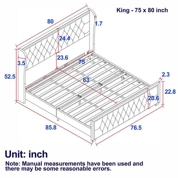 King Platform Bed w/ Deep Tufted Buttons Wingbacks Headboard, Black - Bed Bath & Beyond - 39201626