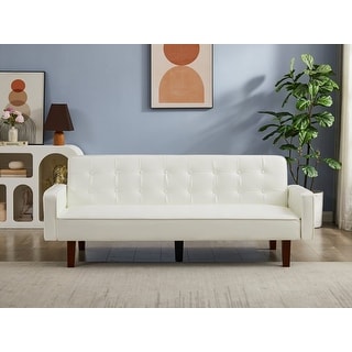 PU Futon Sofa Bed with Multi-Position Adjustable Backrest, Perfect for ...