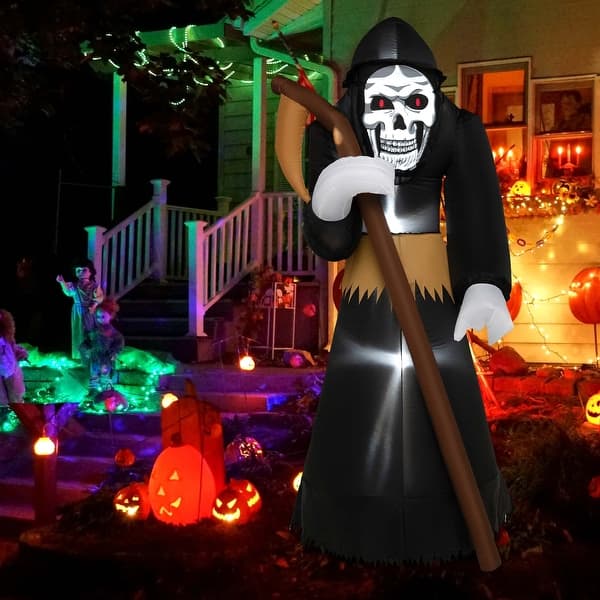 Costway 8 FT Halloween Inflatable Grim Reaper Ghost Blow-up Decoration ...