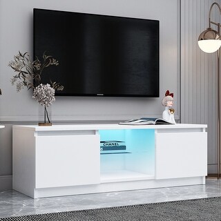 Living Room Entertainment Center Media Console Table, Modern LED TV ...