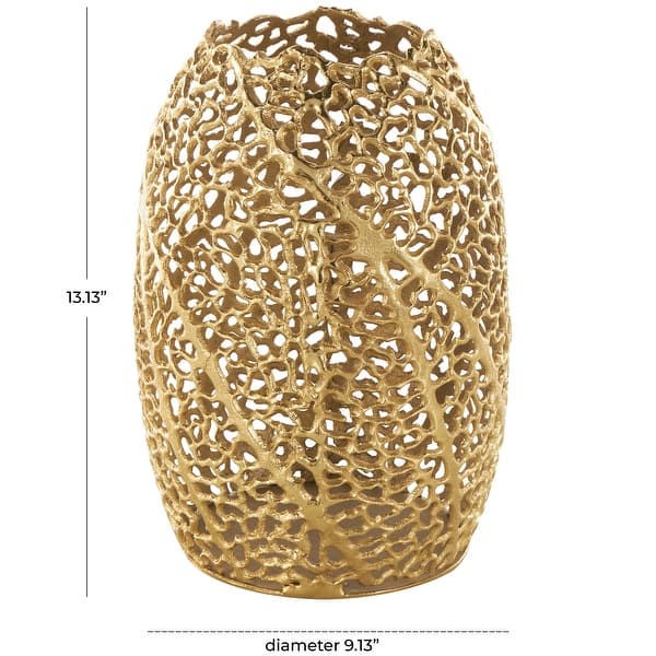 Gold Aluminum Metal Metallic Coral Inspired Abstract Vase - Bed Bath ...