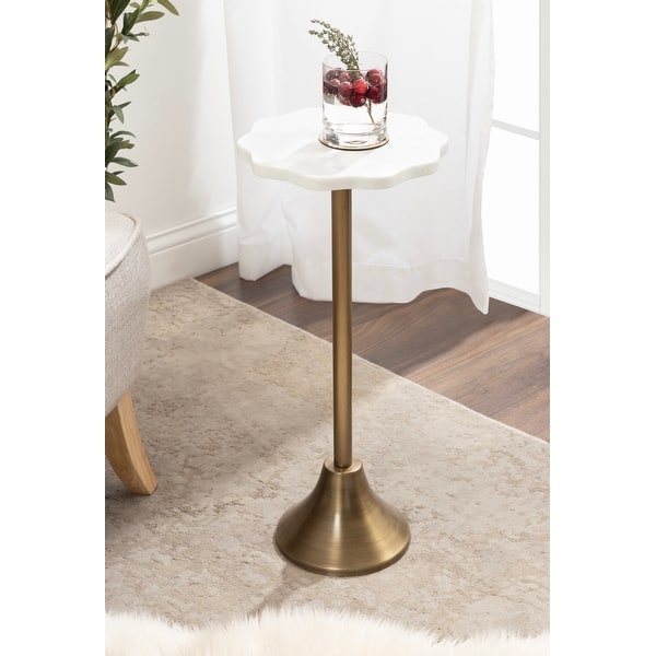 Kate and Laurel Sanzo Scalloped Marble and Metal Drink Table - 10x10x23 ...