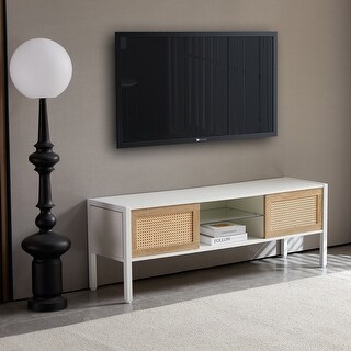 54.33" Rattan TV cabinet with variable color light strip - Bed Bath ...