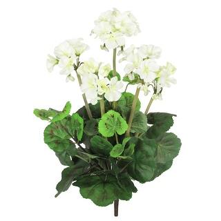 Set of 2 Cream White Artificial Geranium Flower Stem Bush Bouquet 16in ...
