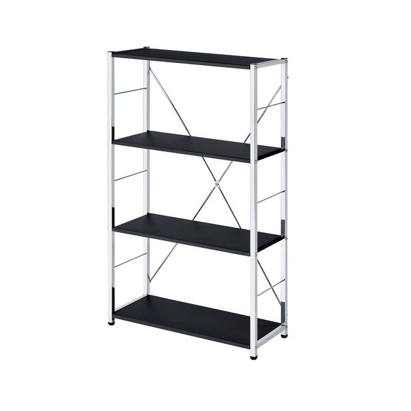 42inch Black and Silver Metal Four Tier Etagere Bookcase