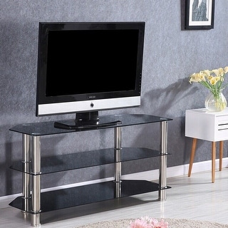 Contemporary Tempered Glass 43" TV Stand in Black - 42 inches - Bed ...