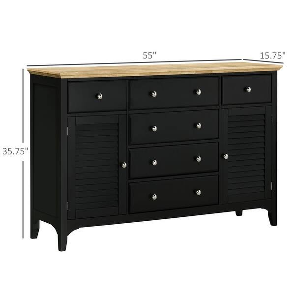 Sleek Buffet Cabinet with Adjustable Shelves and Louver Design - Bed ...