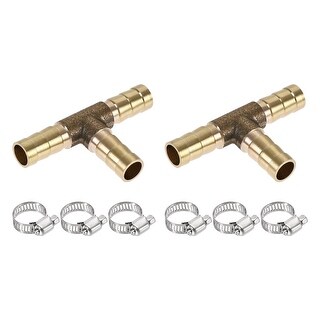 Barb Hose Fitting Tee T Shape Pipe Connector Brass 2Pcs with 6Pcs Hose ...