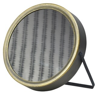 Round Metal Encased Easel Mirror, Black and Brass - Bed Bath & Beyond ...