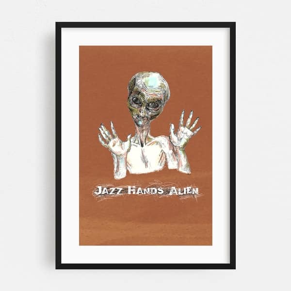 UFOs Jazz hands Alien Drawing Aliens Fantasy Art Print/Poster - Bed ...