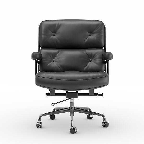 Padded Mid Back Office Chair with Armrest Big Desk Chair - N/A - On ...