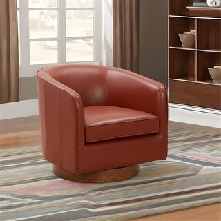 Leather Wood Base Swivel Chair - Bed Bath & Beyond - 38987307