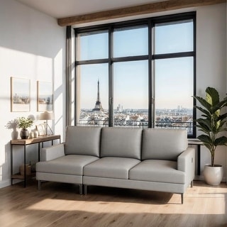 77" Luxury Genuine Leather Match Contemporary Sofa With Usb Charger,3 ...