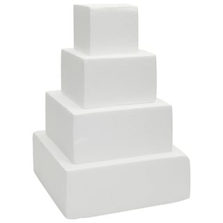 Square Foam Cake Dummy for Decorating and Wedding Display, 4 Tiers ...