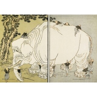 Hokusai Elephant. /Nthe Blind Men And The Elephant. Japanese Woodblock ...