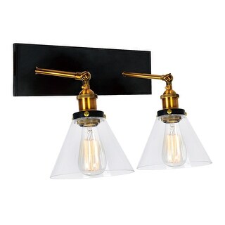 Eustis 2 Light Wall Sconce With Black & Gold Brass Finish - Black/Gold ...
