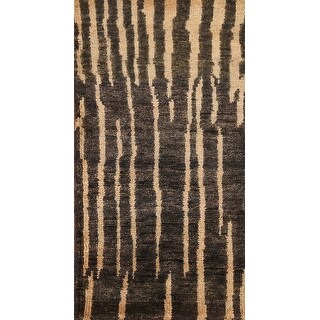 Black Contemporary Abstract Area Rug Hand-knotted Jute Carpet - 2'10"x ...