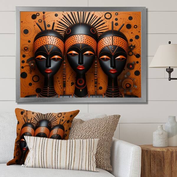 Designart "African Tribal Rhythms IV" African Tribal Framed Canvas Art ...