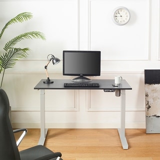 Wood and Metal Electric Height Adjustable Motion Desk Modern Office ...