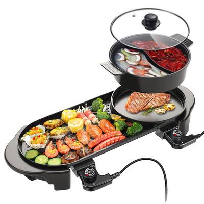 Electric Hot Pot with Grill Indoor Shabu-shabu Hotpot Korean BBQ Grill ...
