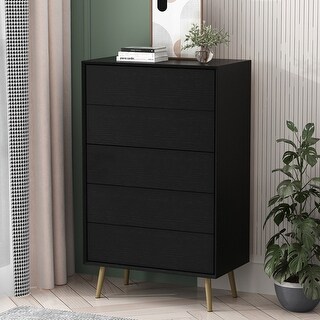 Timechee 45-inch Tall Modern Space Saving 5-Drawer Chest, Black - Bed ...