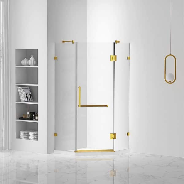 Fine Fixtures Shower Enclosure Neo Angle Frameless Tempered Glass - Bed ...