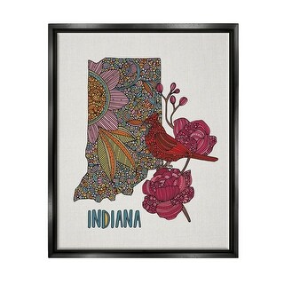 Stupell Indiana State Bird Florals Floating Framed Canvas Wall Art ...