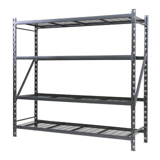 Heavy Duty 4-Shelf Metal Rack with Wire Decking in Textured Gray - Bed ...