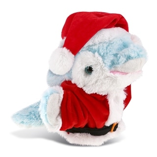 DolliBu Santa Dolphin Stuffed Animal Plush Hand Puppet w/ Santa Outfit ...