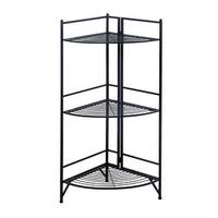 3 Tier Corner Folding Metal Corner Shelf Black - Bed Bath & Beyond ...
