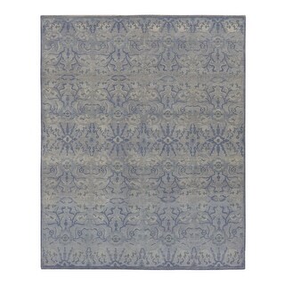 Shahbanu Rugs Lavender Gray, Modern Flower, All Over Design, Tone on ...