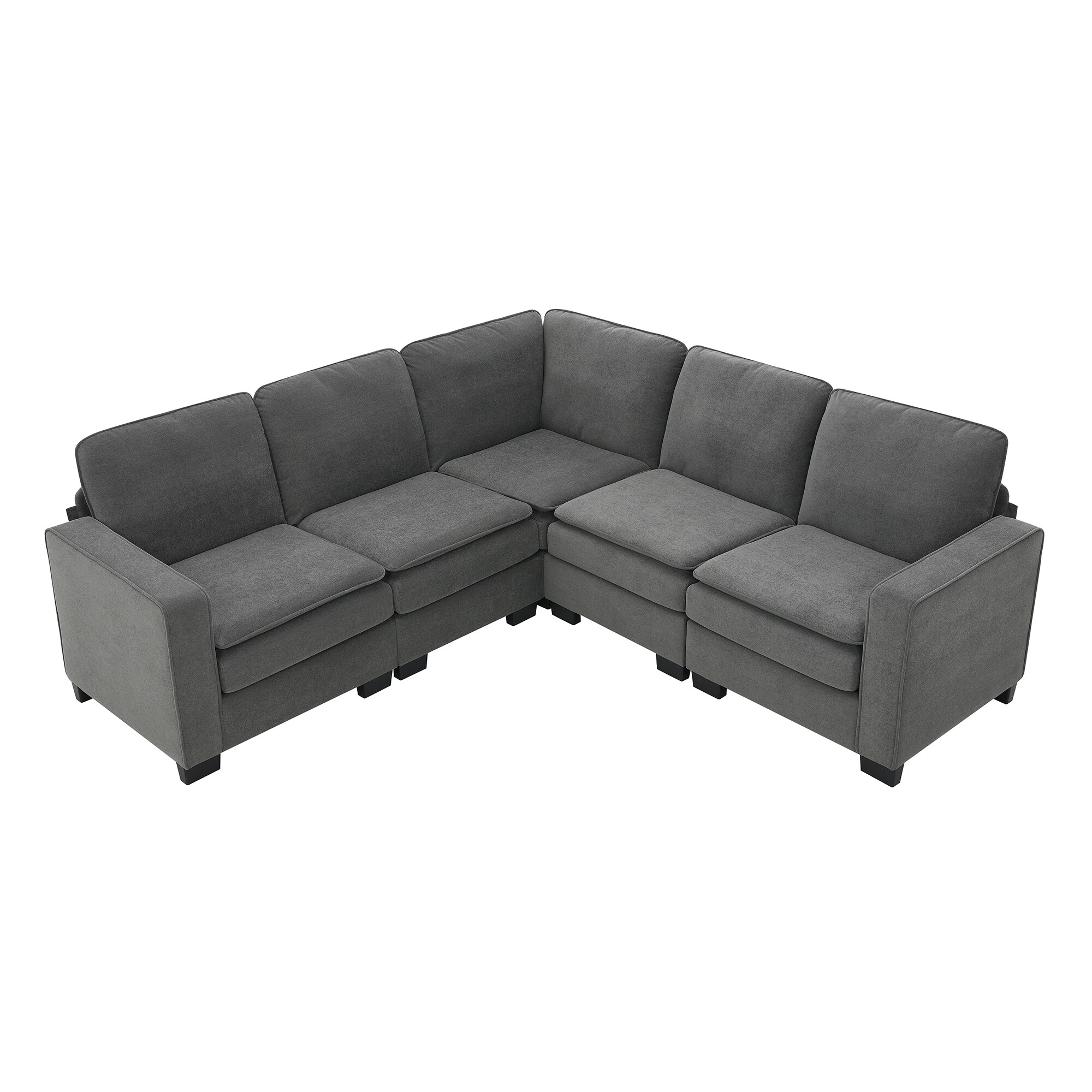 Oversized 5 Seat Corner Couch L Shaped Sofa with Double Cushions 2 Colors Grey