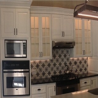 Handmade Azrou in White, Grey, Black Tile (Morocco) - Bed Bath & Beyond ...