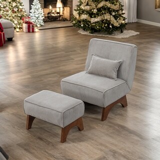 29.13" Wide Accent Chair with Ottoman lounge Armless chair Upholstered ...