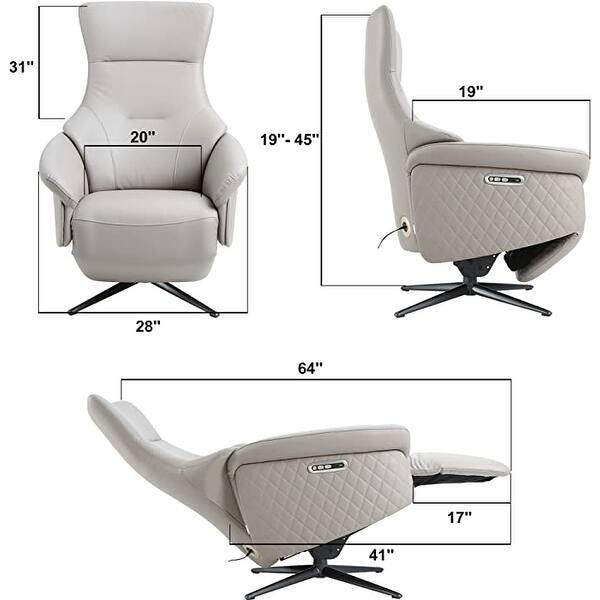 Power Recliner Lounge Chair Single - Swivel Leather Electric Recliner ...