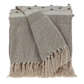 Multi Beige Herringbone Woven Handloom Throw - Bed Bath & Beyond - 36297374
